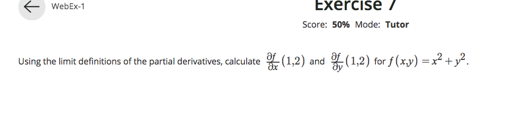Solved WebEx-1 Exercise / Score: 50% Mode: Tutor Using the | Chegg.com