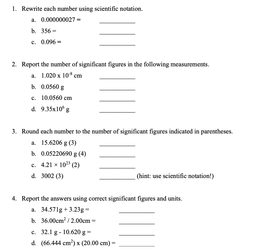 Solved 1. Rewrite each number using scientific notation. a. | Chegg.com