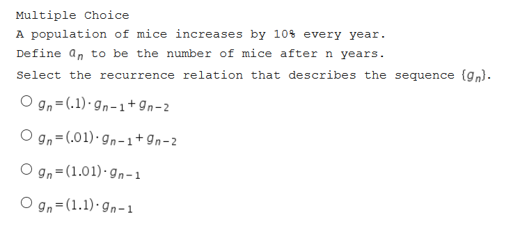Solved Multiple Choice The sequence {f n} starts with an | Chegg.com