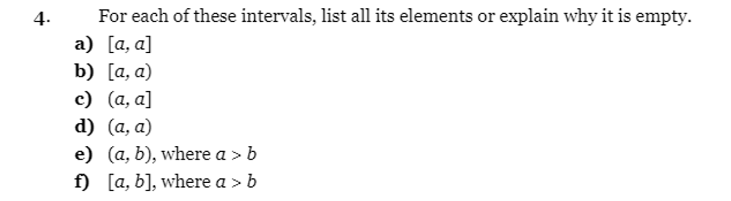 Solved 4. For each of these intervals, list all its elements | Chegg.com
