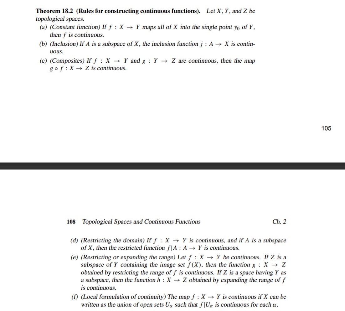 Solved Theorem 18.2 (Rules for constructing continuous | Chegg.com