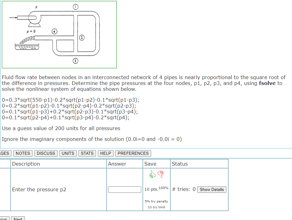 P=0 3 Fluid flow rate between nodes in an | Chegg.com