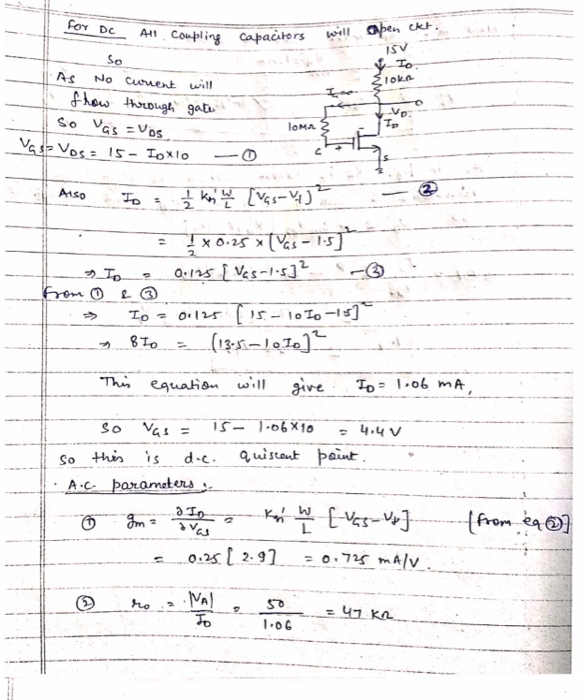Solved Small-Signal Operation and Models of a MOSFET Example | Chegg.com