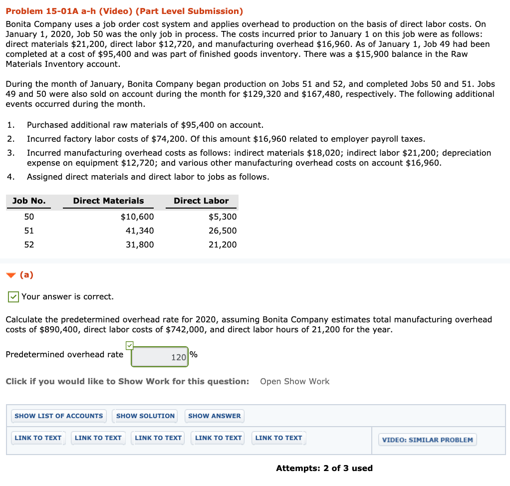 Solved Problem 15-01A a-h (Video) (Part Level Submission) | Chegg.com