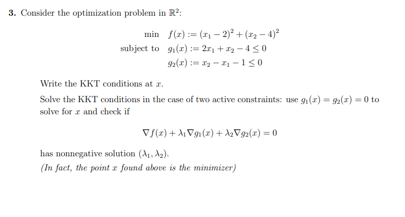 3. Consider the optimization problem in R2 : min | Chegg.com