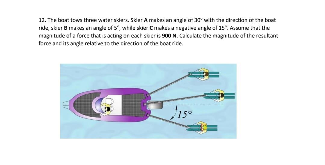 Solved 12. The boat tows three water skiers. Skier A makes | Chegg.com