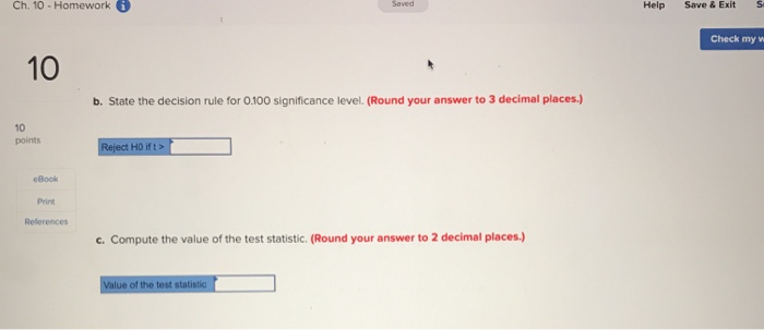 Solved Help Save & Exit Subr Check my work Exercise 10-13 | Chegg.com