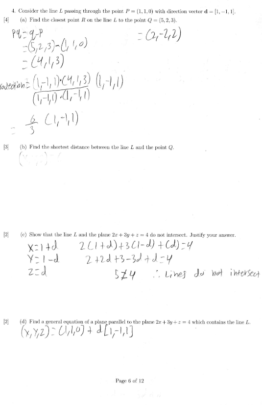 Solved 4. Consider the line L passing through the point | Chegg.com
