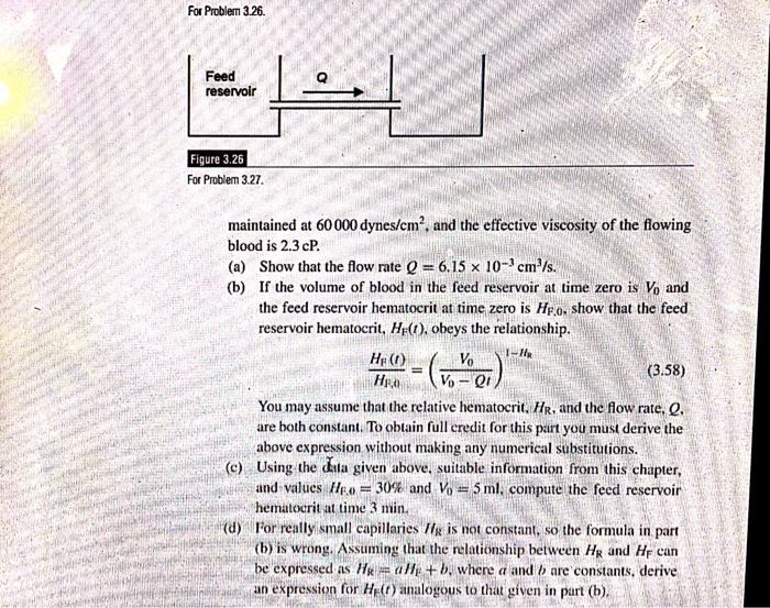 Solved 3.27 Blood flows from a beaker through a 99 um | Chegg.com