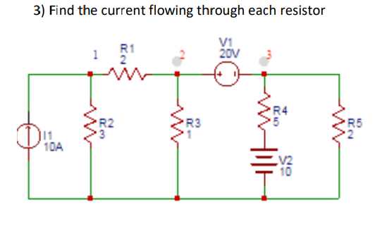Solved 3) Find the current flowing through each resistor R1 | Chegg.com