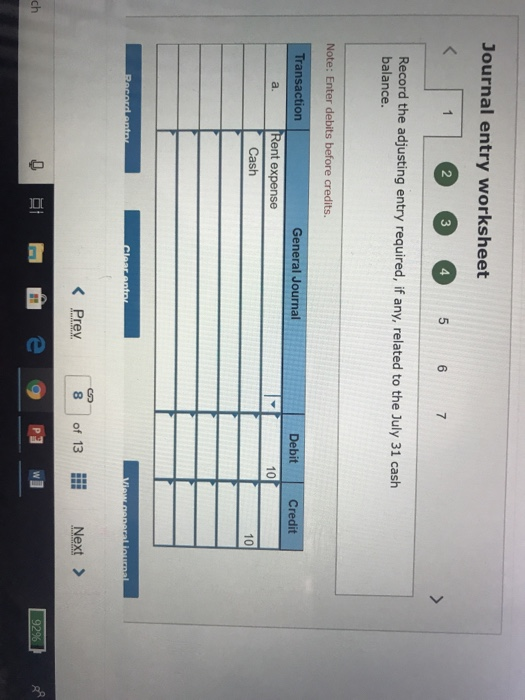 Solved Journal entry worksheet 2 3 6 Record the adjusting | Chegg.com
