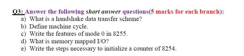 Solved Q3: Answer the following short answer questions(5 | Chegg.com