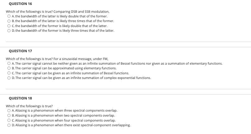 Solved Which of the followings is true? Comparing DSB and | Chegg.com