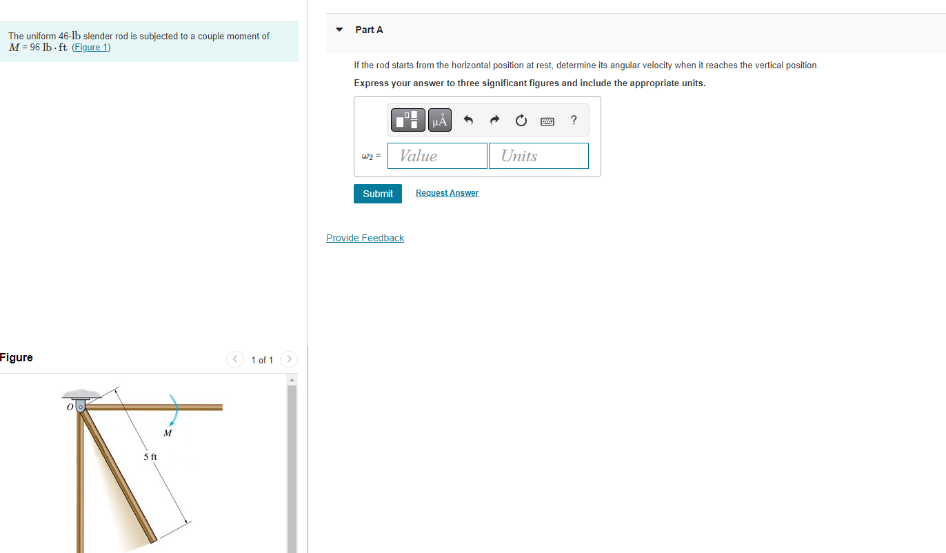 Solved The uniform 46-lblb slender rod is subjected to a | Chegg.com