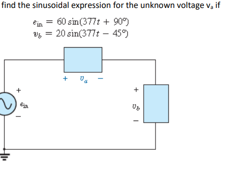 Solved find the sinusoidal expression for the unknown | Chegg.com