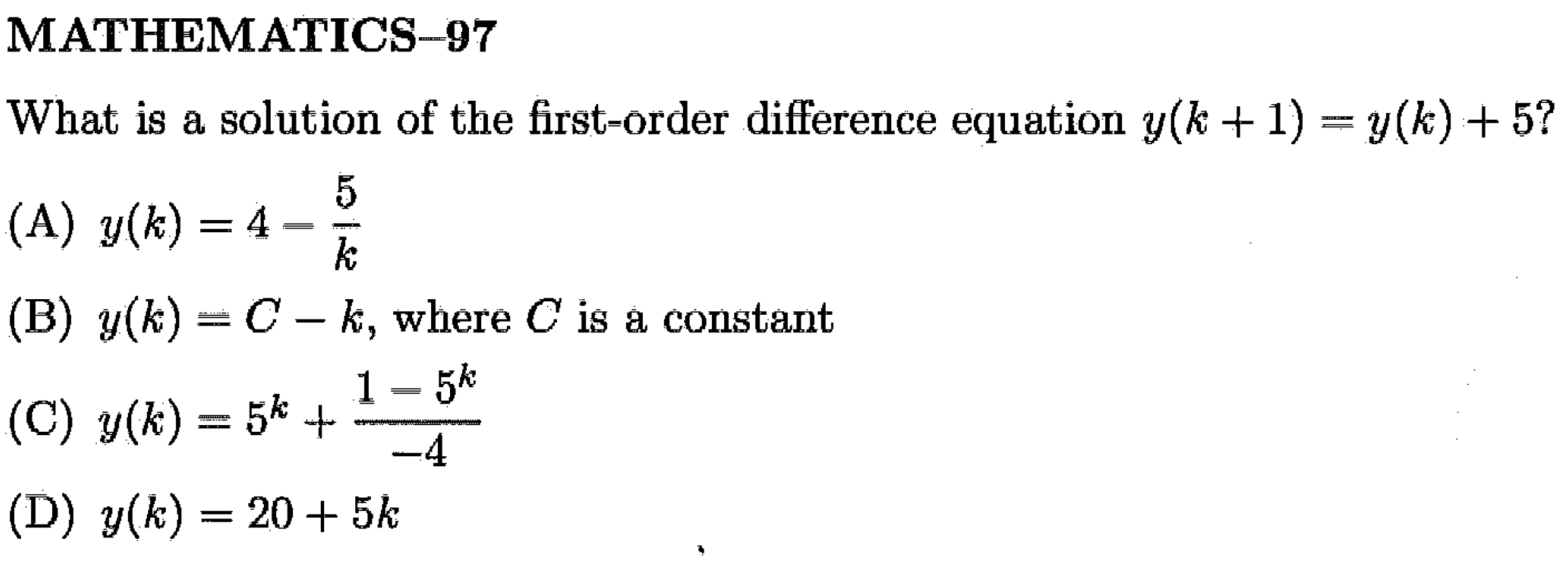 Solved MATHEMATICS-97 What is a solution of the first-order | Chegg.com