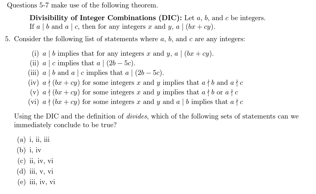 Questions 5-7 ﻿make use of the following | Chegg.com