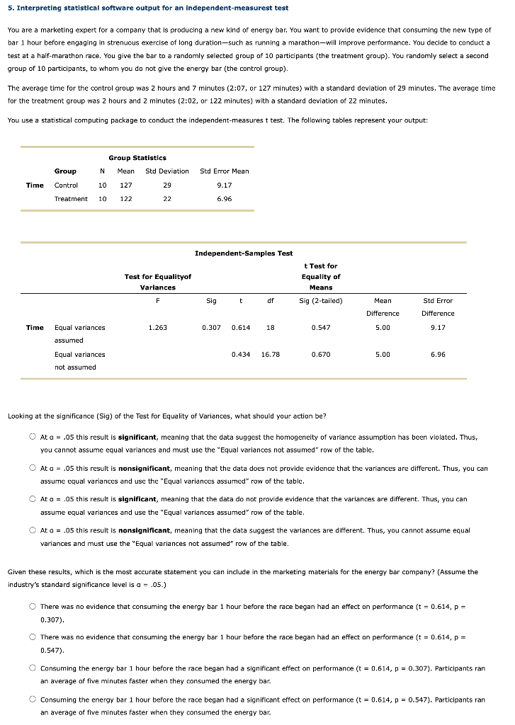 Solved 5 Interpreting Statistical Software Output For An 