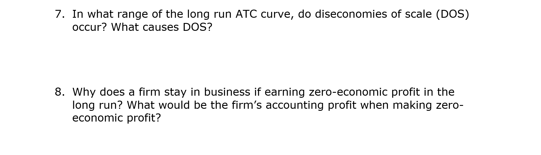 Solved 7. In what range of the long run ATC curve, do | Chegg.com