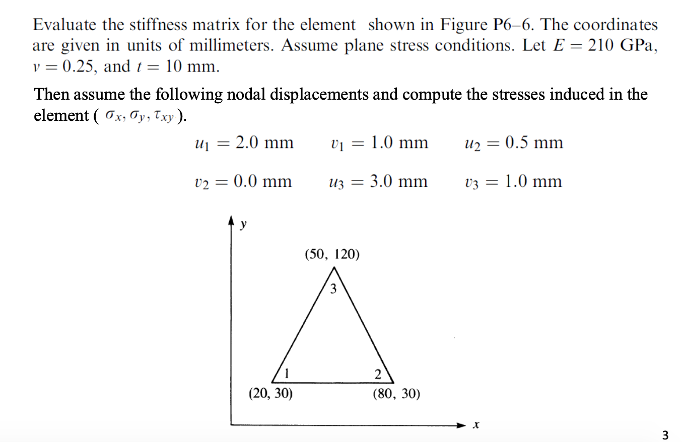 Solved Evaluate the stiffness matrix for the element shown | Chegg.com