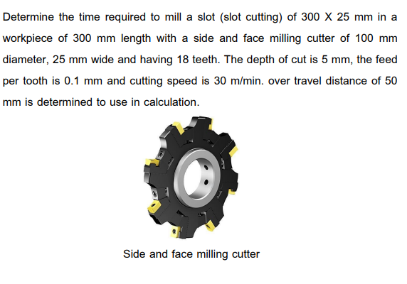 Solved Determine the time required to mill a slot (slot | Chegg.com