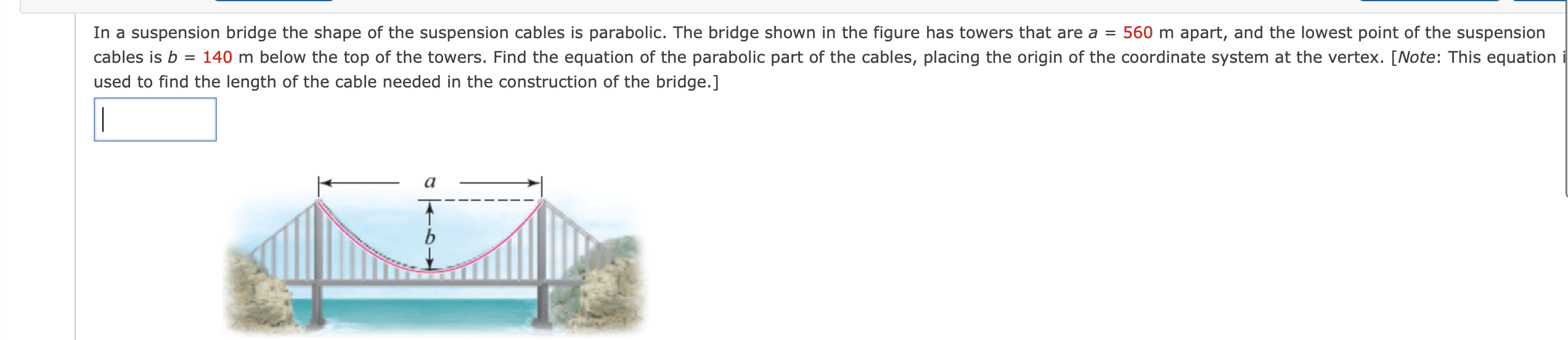 Solved In a suspension bridge the shape of the suspension | Chegg.com