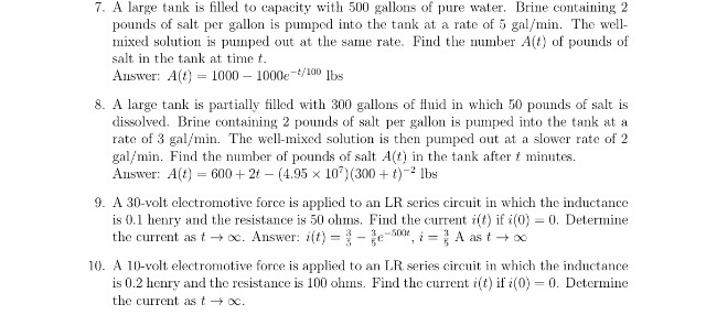 Solved 7. A large tank is filled to capacity with 500 | Chegg.com