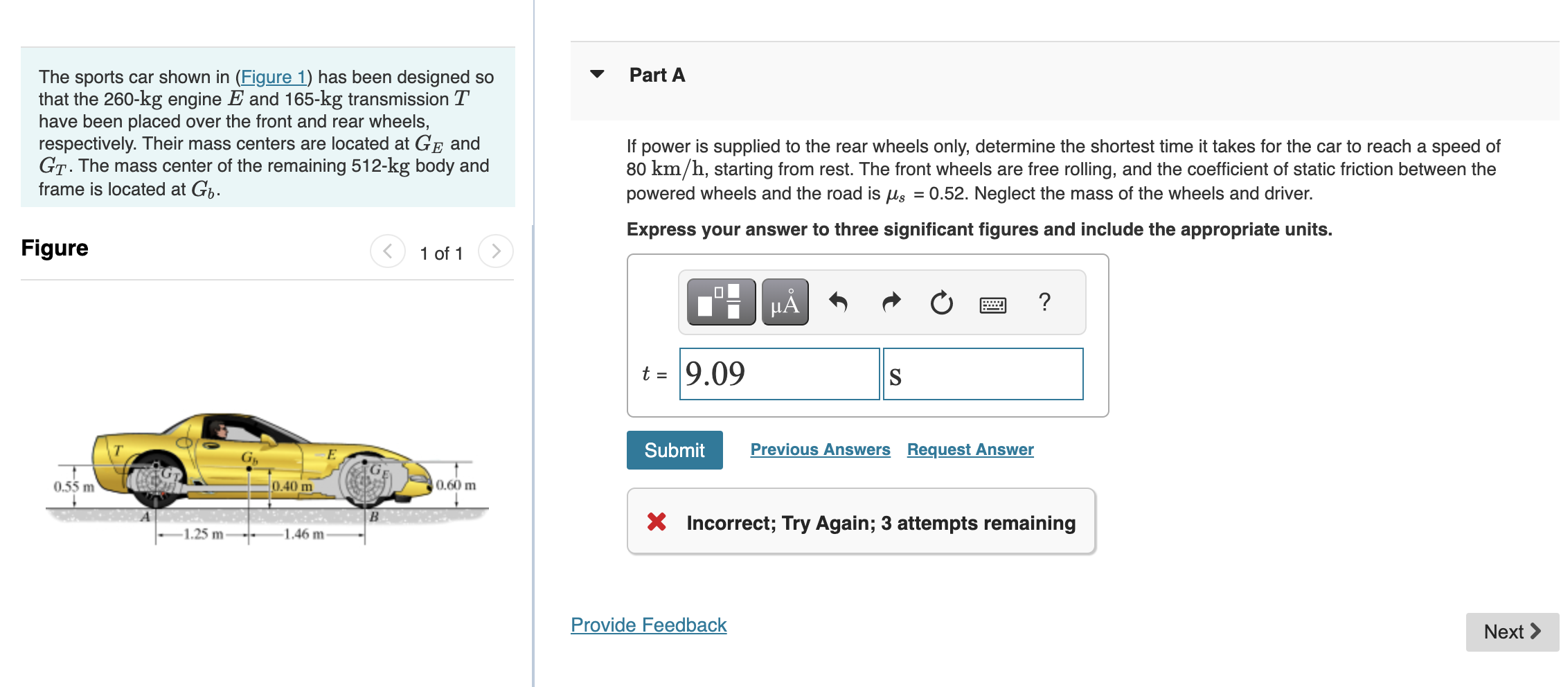 Solved The sports car shown in (Figure 1) has been designed | Chegg.com