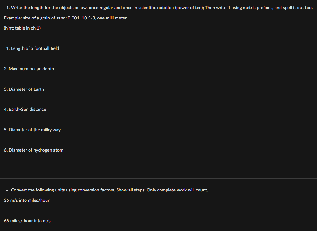 Solved 1. Write the length for the objects below, once | Chegg.com