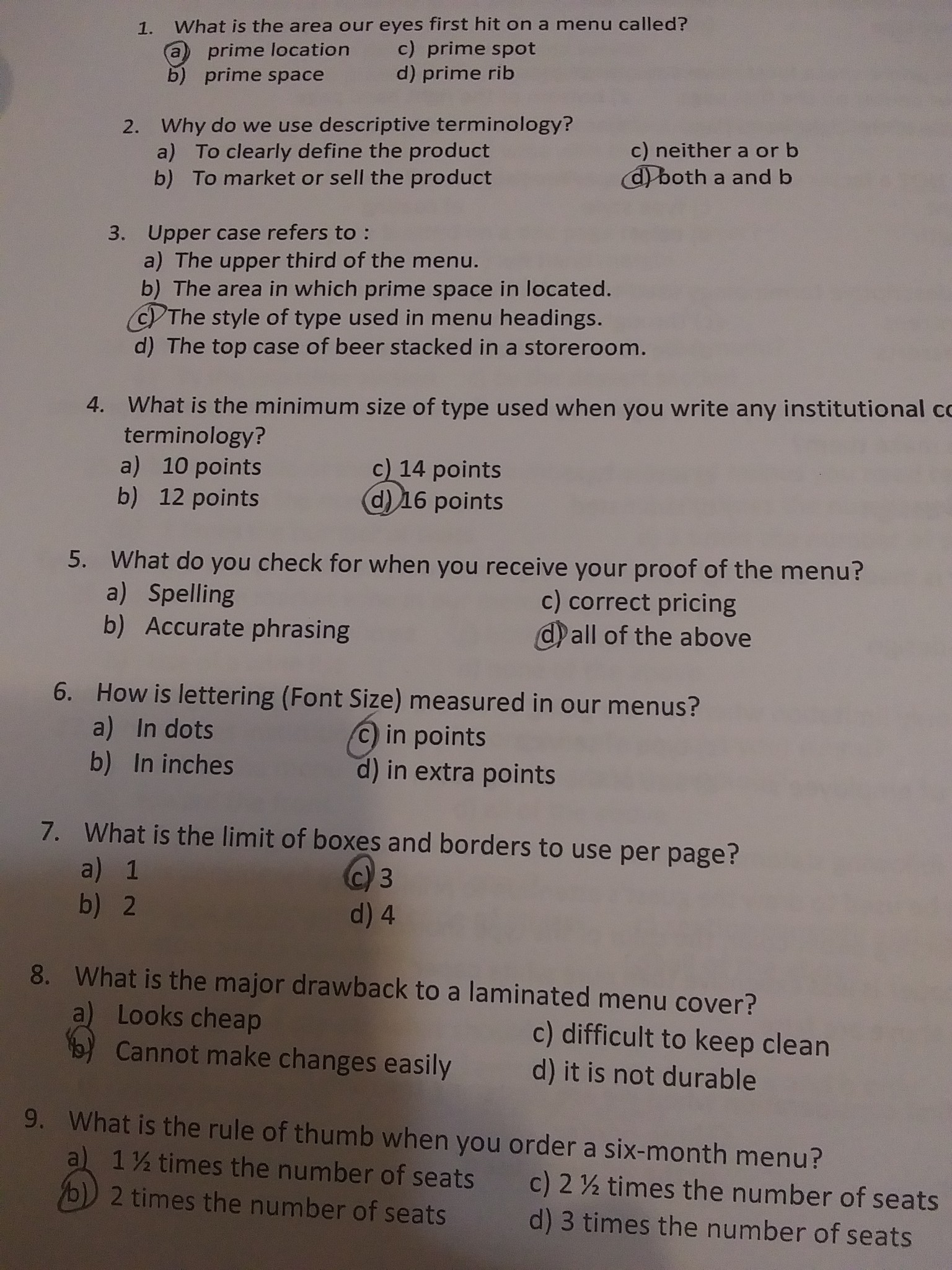 Solved 1. ﻿What is the area our eyes first hit on a menu | Chegg.com