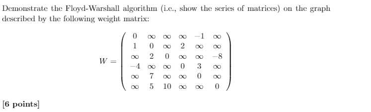 Solved Demonstrate the Floyd-Warshall algorithm (i.c., show | Chegg.com