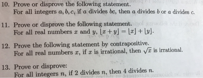 Solved 10. Prove or disprove the following statement. For | Chegg.com