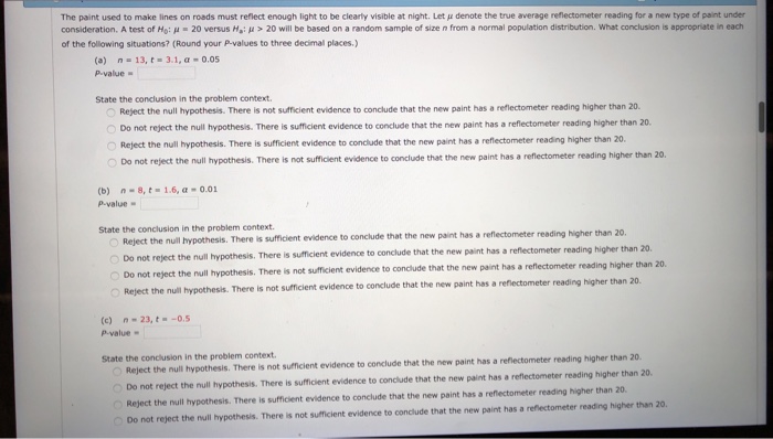 Solved The paint used to make lines on roads must reflect | Chegg.com