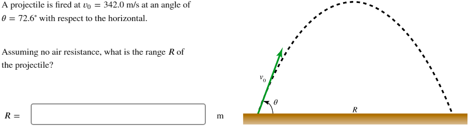 Solved A projectile is fired at v0=342.0 m/s at an angle of | Chegg.com