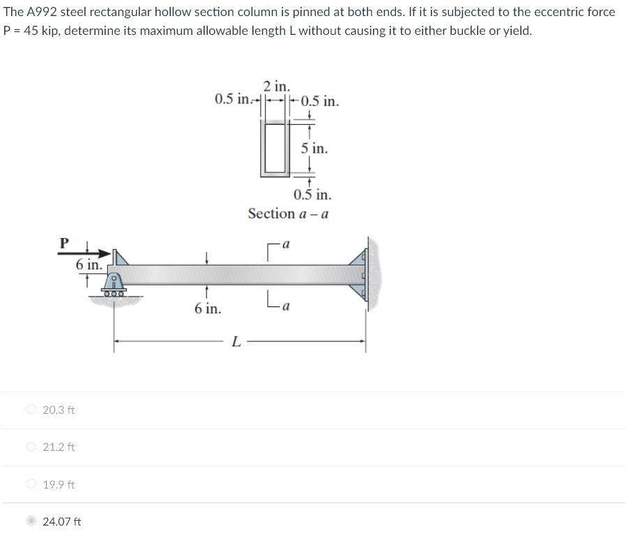 Solved The A992 steel rectangular hollow section column is | Chegg.com
