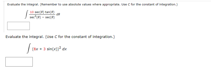 Solved Evaluate the integral. (Remember to use absolute | Chegg.com