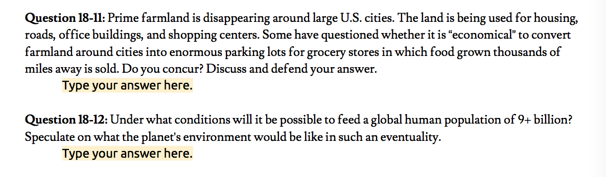 Solved Question 18-11: Prime farmland is disappearing around | Chegg.com