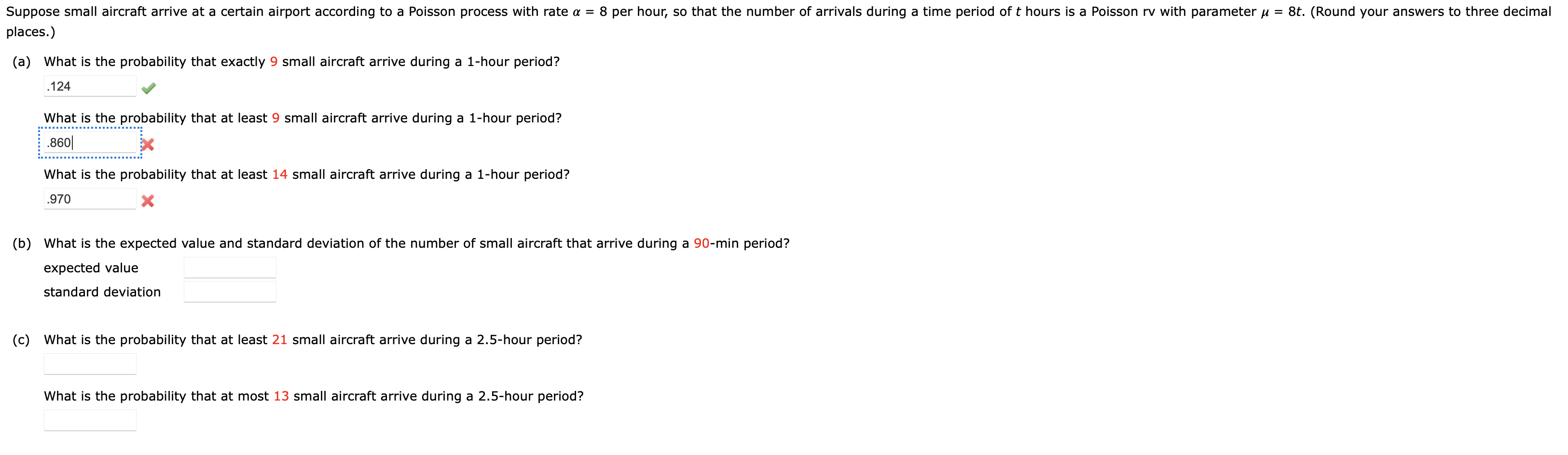 Solved Suppose small aircraft arrive at a certain airport | Chegg.com