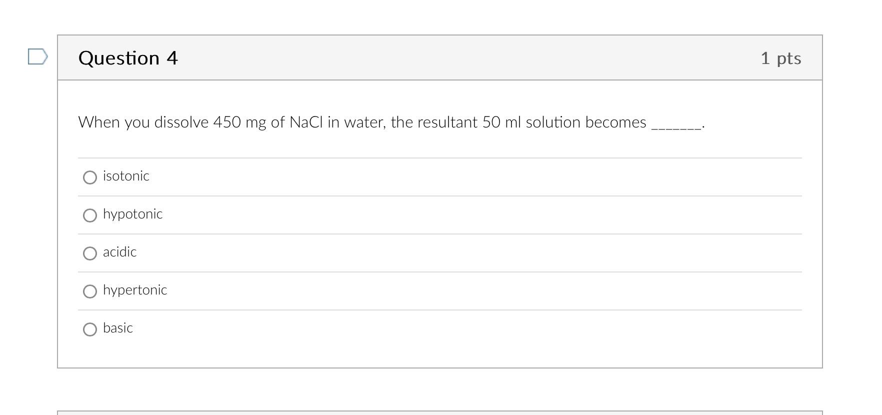 Solved When you dissolve 450mg of NaCl in water, the | Chegg.com