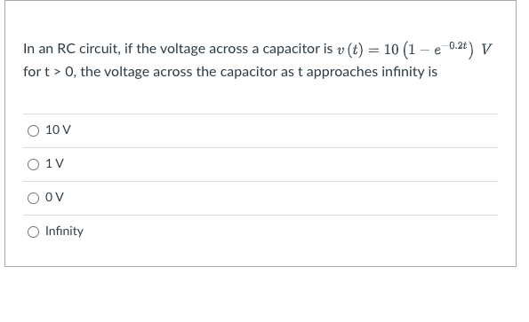 Solved In an RC circuit, if the voltage across a capacitor | Chegg.com