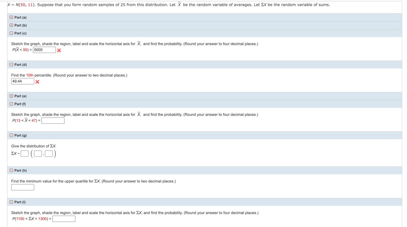 Solved X∼N(50,11). Suppose that you form random samples of | Chegg.com