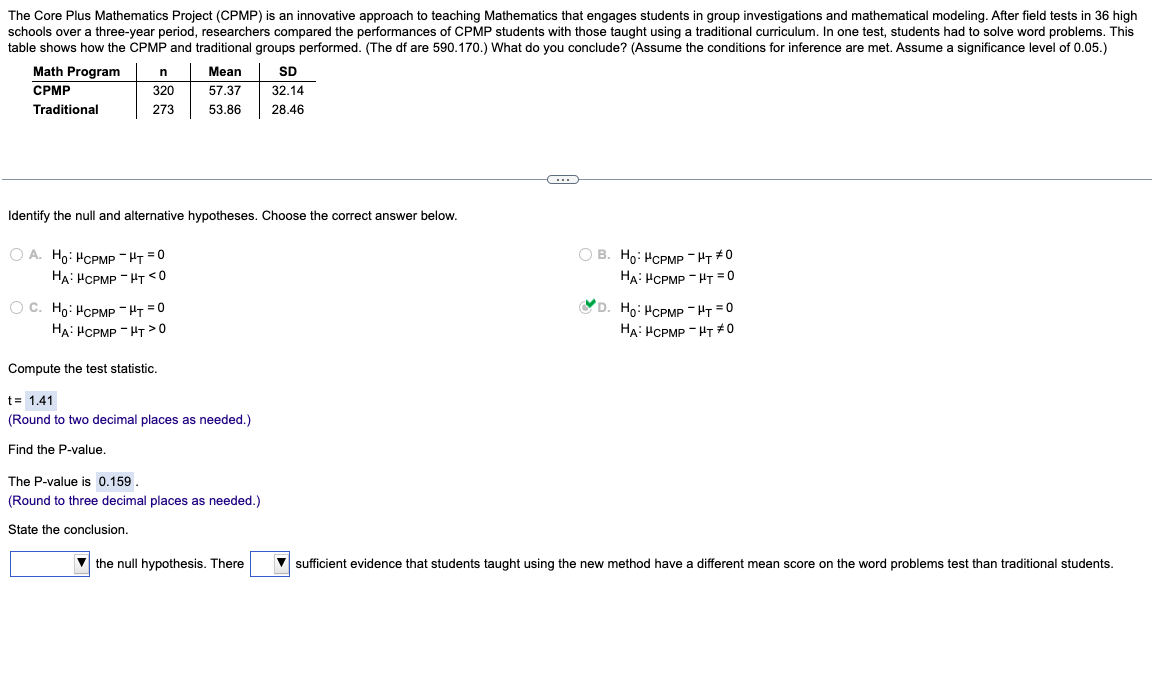 Solved The Core Plus Mathematics Project (CPMP) is an | Chegg.com