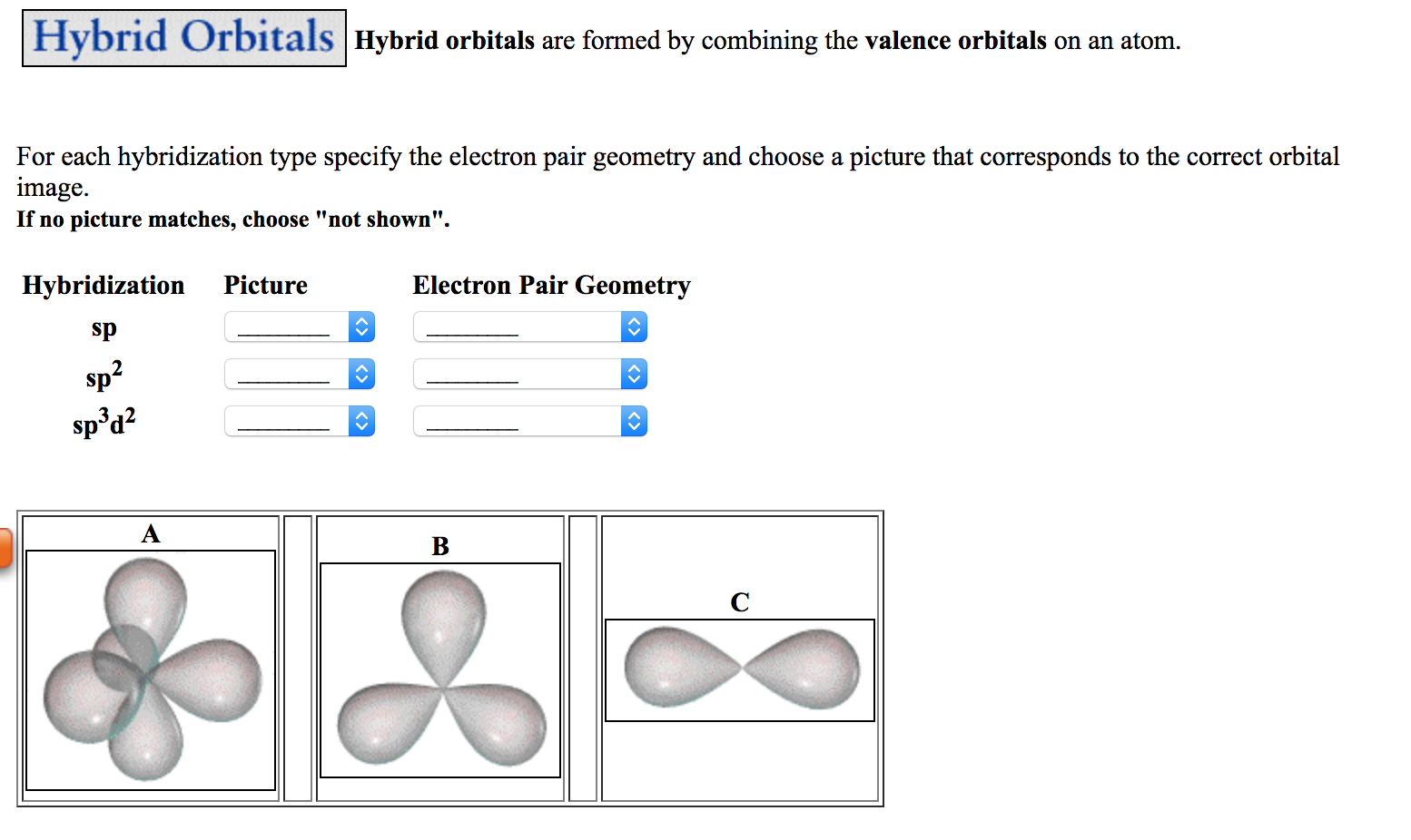 Electron geometry chart and hybrid orbitals - klimpr