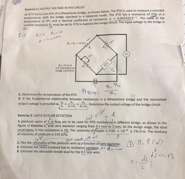 Solved An RTD forms one arm of a Wheatstone bridge, as shown | Chegg.com