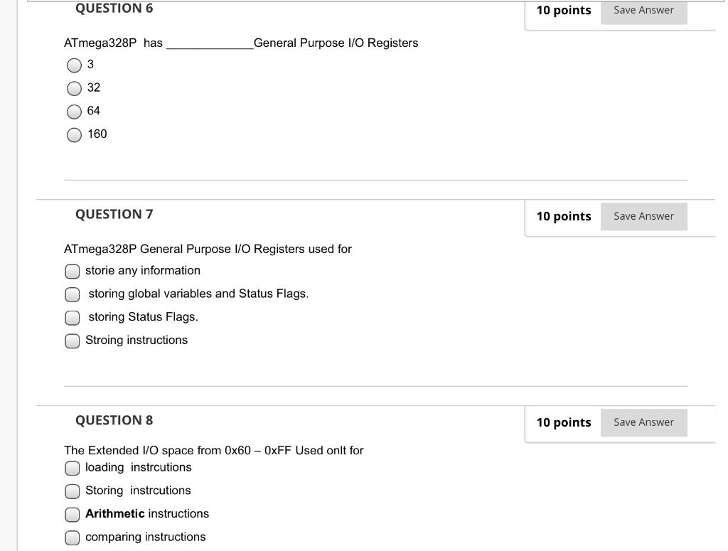 Solved Atmega328p Has General Purpose I O Registers 3 32 64