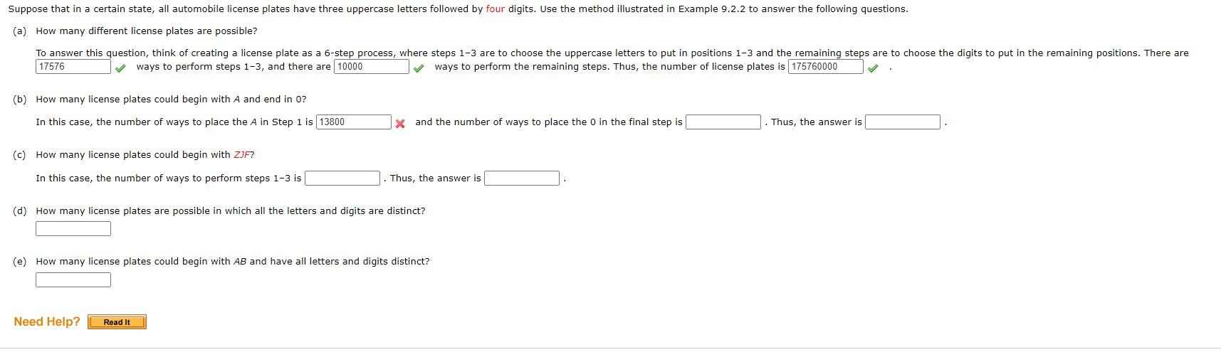Solved (a) How many different license plates are possible? | Chegg.com