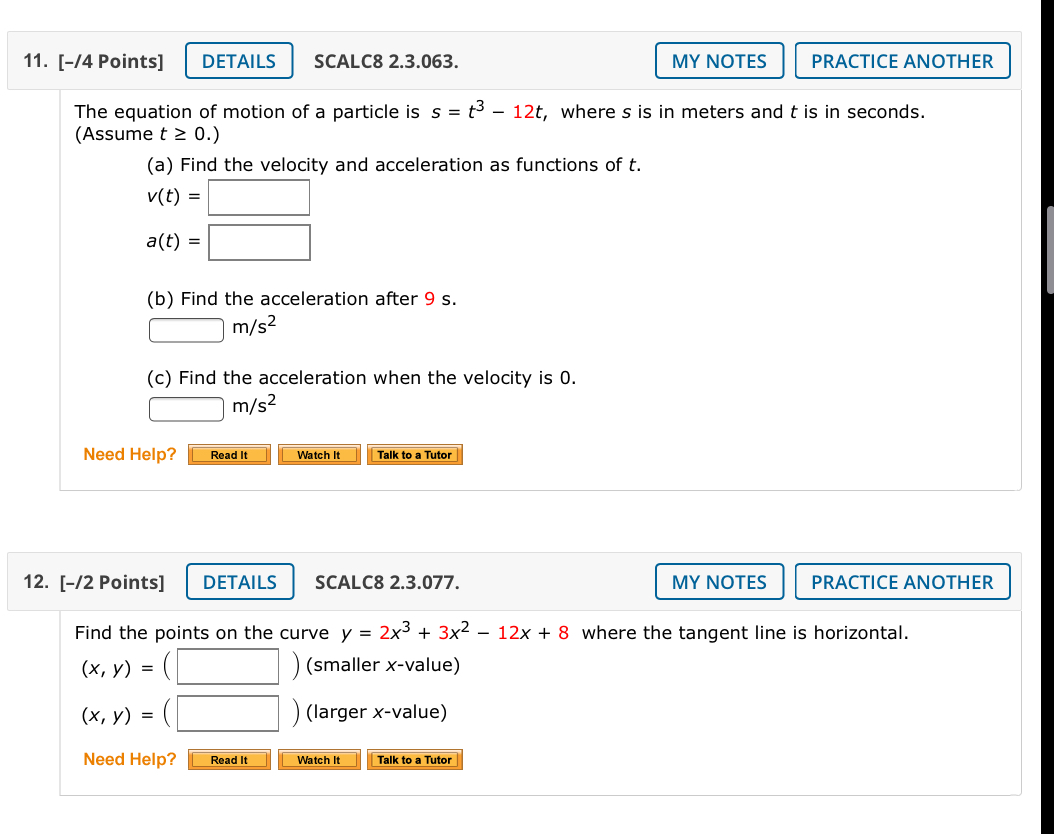 Solved 11. [-14 Points] DETAILS SCALC8 2.3.063. MY NOTES | Chegg.com