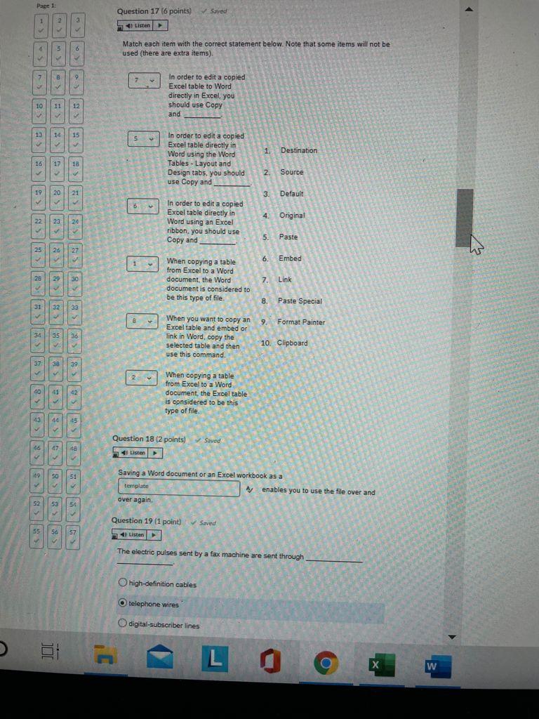 Solved Page 1 Question 17 (6 points) Swed Listen 5 6 Match | Chegg.com