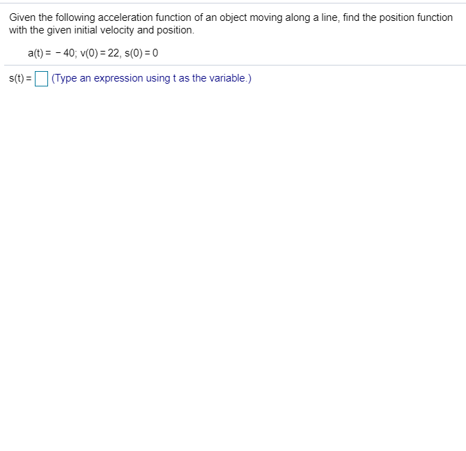 Solved Given The Following Velocity Function Of An Object