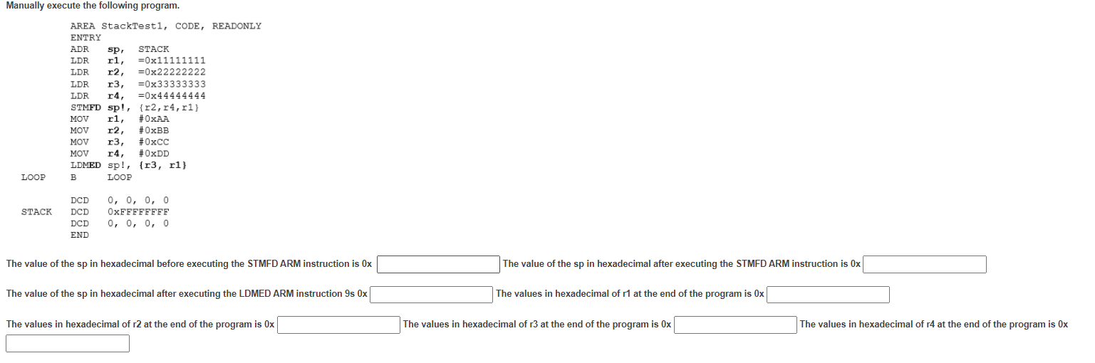 Solved Manually execute the following program. AREA | Chegg.com